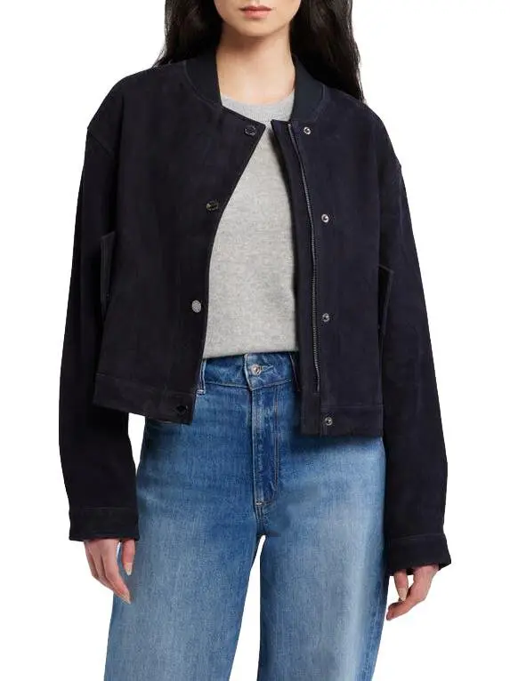 Michael Kors Suede Bomber Jacket - Midnight