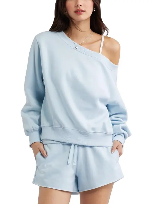 Bp. Off-the-shoulder Fleece Sweatshirt - Blue Skyride
