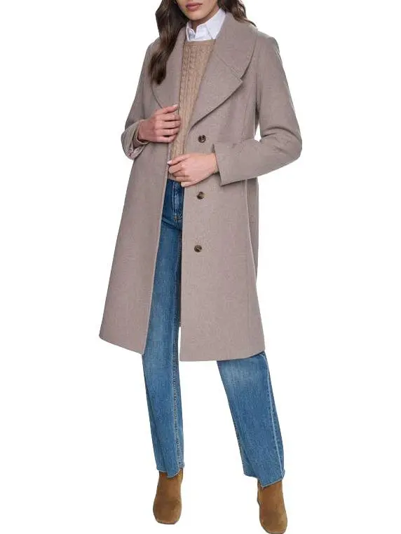Cole Haan Oversize Collar Wool Blend Coat - Twig