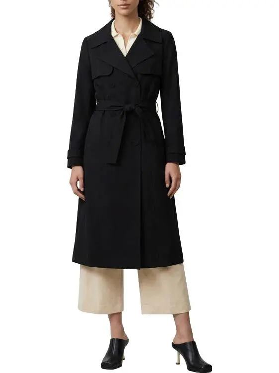 NOIZE Evelin Water Repellent Trench Coat - Black