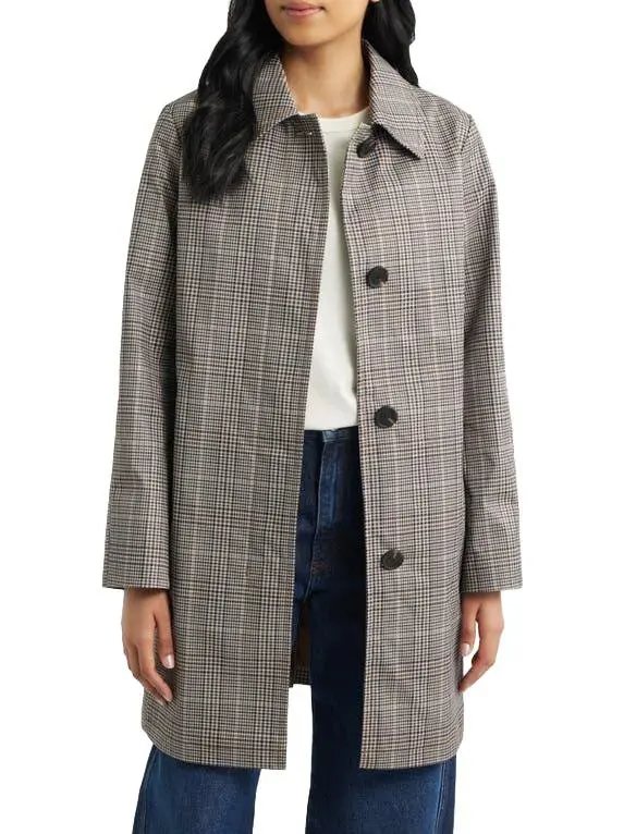 Sam Edelman Longline Water-repellent Checked Jacket - Check