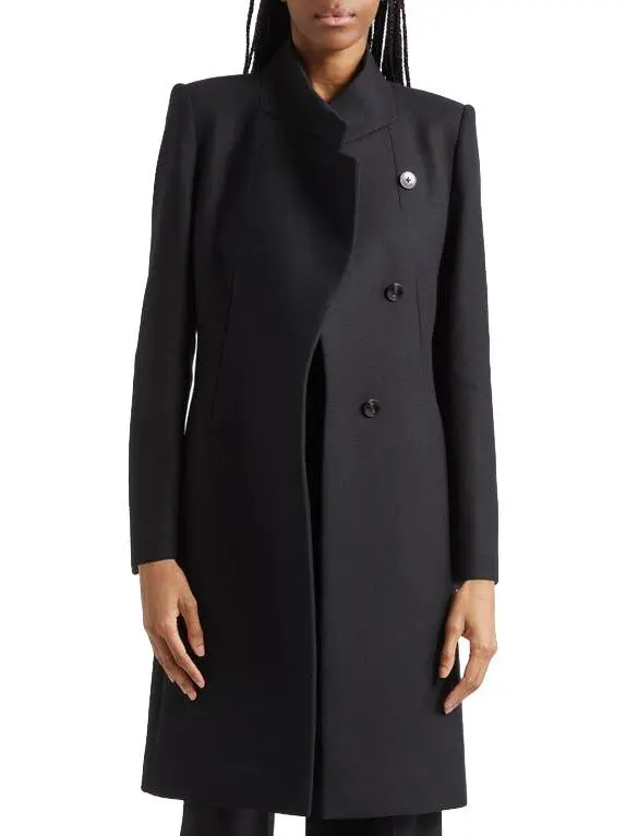 REISS Max Wool Blend Wrapover Coat - Black