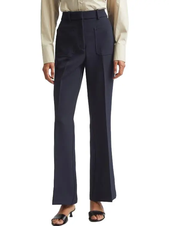 REISS Priya High Waist Flare Leg Pants - Navy