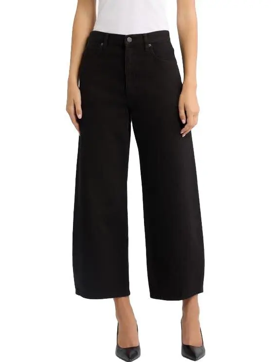 FRAME Bow Crop Barrel Leg Jeans - Black