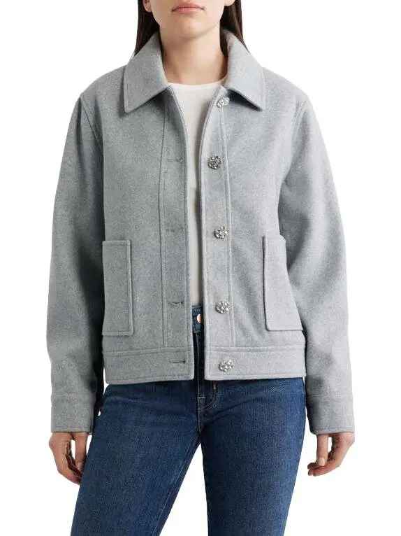 CECE DUPRAZ Jewel Button Flannel Jacket - Lt Grey