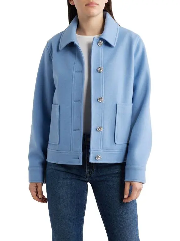 CECE DUPRAZ Jewel Button Flannel Jacket - Mineral