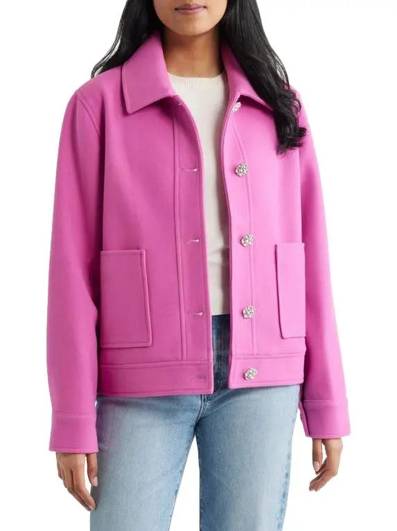 CECE DUPRAZ Jewel Button Flannel Jacket - Pink