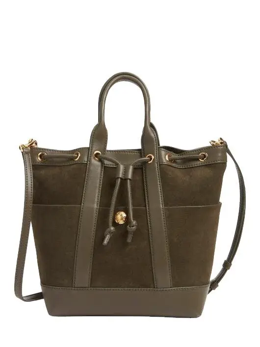 Veronica Beard Suede & Leather Bucket Bag - Cypress