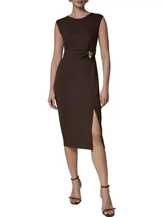 Donna Karan New York Sleeveless Sheath Dress With Clasp Detail - Espresso