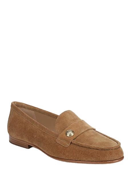 Veronica Beard Paley Loafer With Gilded Crest Detail - Chestnut Suede