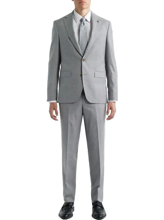 JACK VICTOR Esprit Contemporary Fit Glen Check Super 100s Wool Suit - Light Grey