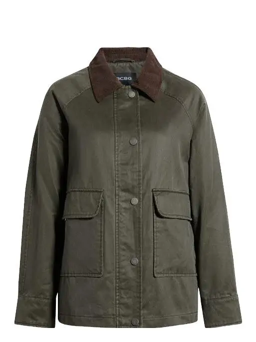 Bcbgmaxazria Corduroy Collar Cotton Barn Jacket - Army