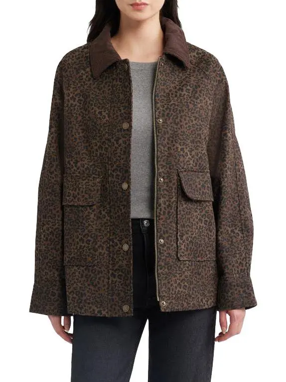 Bcbgmaxazria Corduroy Collar Cotton Barn Jacket - Leopard