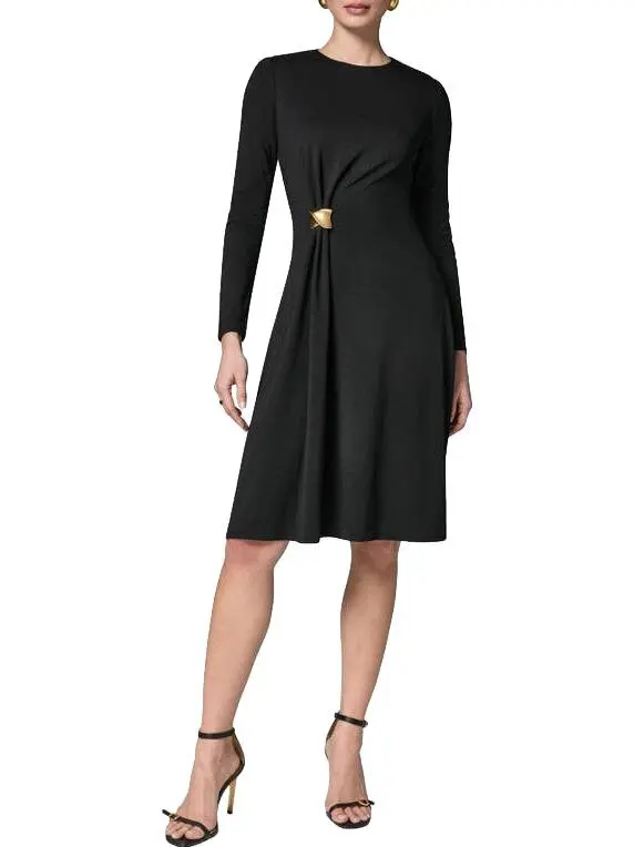 Donna Karan New York Side Drape Long Sleeve Dress - Black