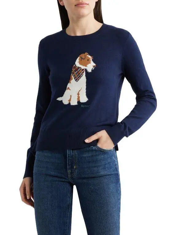Barbour Berkley Intarsia Cotton & Cashmere Sweater - Navy