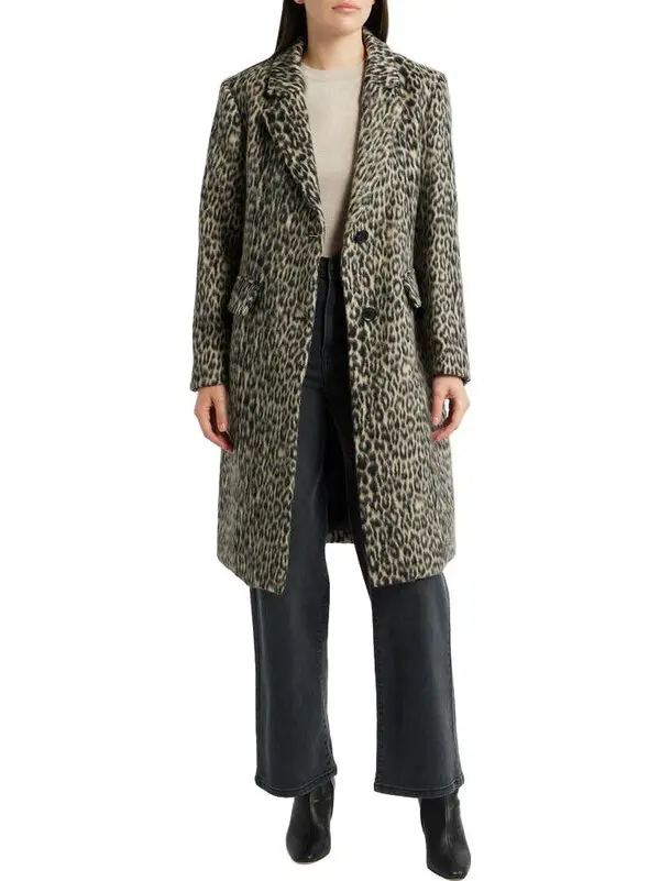 Bcbgmaxazria Faux Fur Animal Print Tailored Coat - Leopard