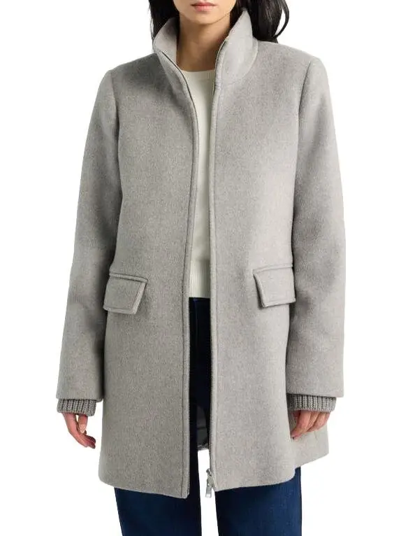 Vince Stand Collar Wool & Cashmere Blend Coat - Light Heather Grey