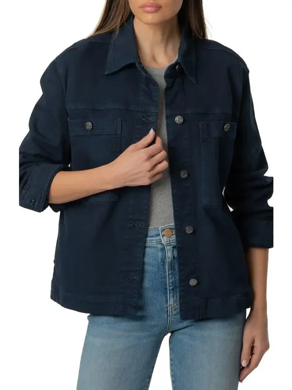 Kut From The Kloth Barb Stretch Cotton Shirt Jacket - Navy