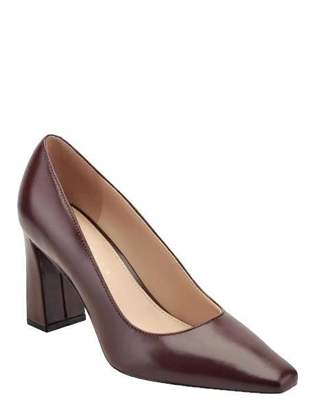 Marc Fisher Gretty Leather Pointed Toe Block Heel Pumps - Dark Red