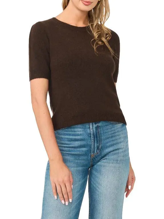 Vince Camuto Short Puff Sleeve Sweater - Chocolate