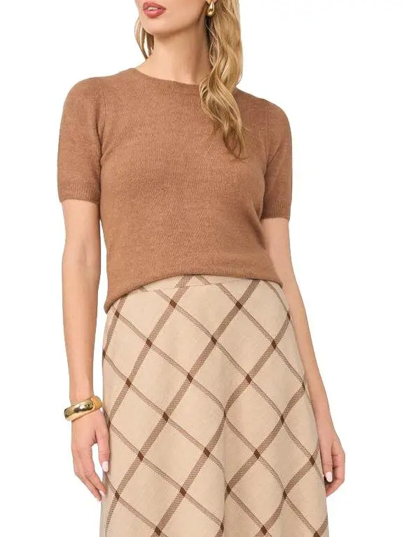 Vince Camuto Short Puff Sleeve Sweater - Cocoa