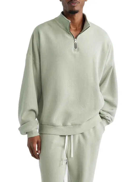 ELWOOD Organic Cotton Quarter Zip Pullover - Sage