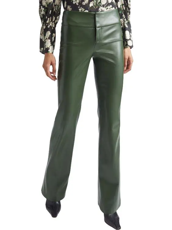 Alice + Olivia Faux Leather Bootcut Pants - Dark Fern