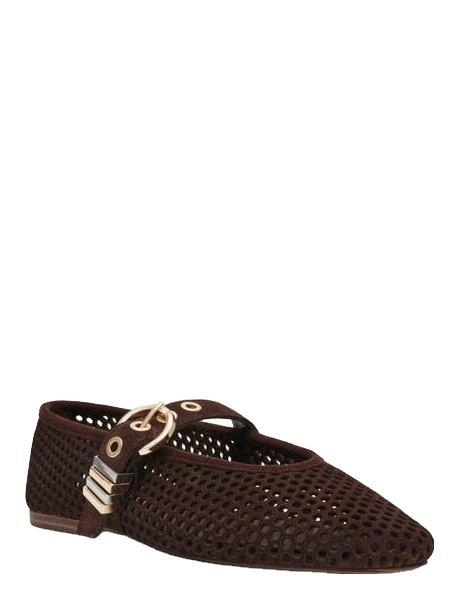 Steve Madden Lela Perforated Mary Jane Flat - Brown Suede