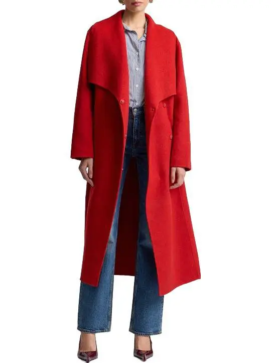 Avec Les Filles Shawl Collar Long Coat - Scarlet