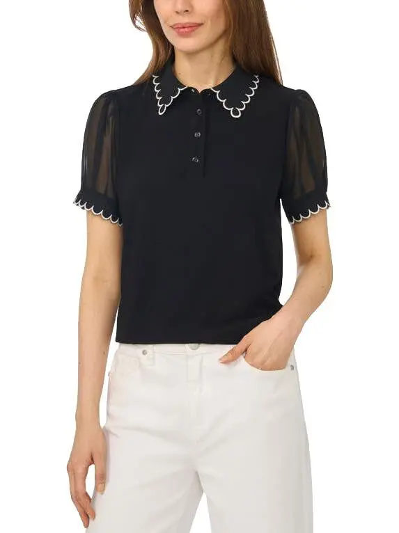 CECE DUPRAZ Contrast Stitch Polo Shirt - Rich Black