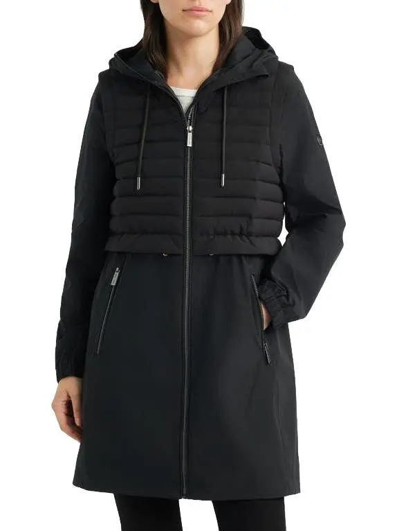 Michael Kors Quilted Core Hooded Coat - Black