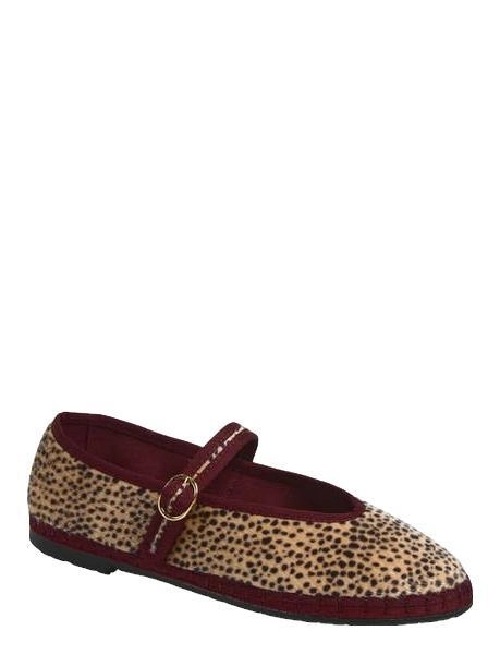 FLABELUS Animal Print Ballet Flat With Mary Jane Strap - Brown
