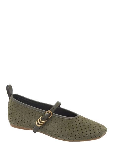 Rag & Bone Spire Perforated Mary Jane Flat - Forest Suede