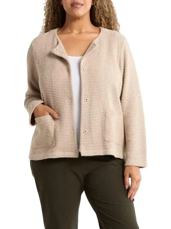 Eileen Fisher Organic Cotton Textured Jacket - Wheat