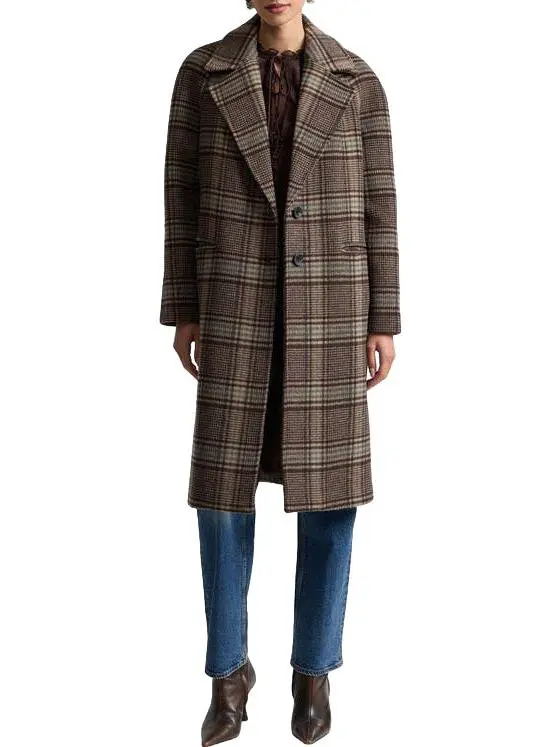 Avec Les Filles Walker Long Coat - Brown Multi Plaid