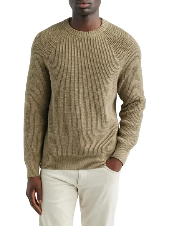 Madewell Shaker Stitch Cotton Crewneck Sweater - Heather Sage