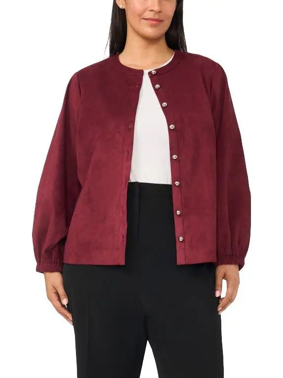 Halogen Faux Suede Stand Collar Jacket - Winterberry