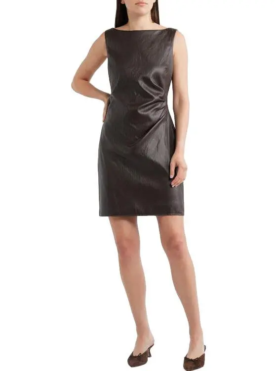 Sam Edelman Faux Leather Mini Dress - Espresso