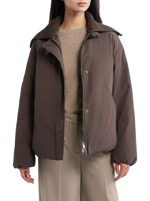 Vince Knit Collar Down Jacket - Burnt Walnut