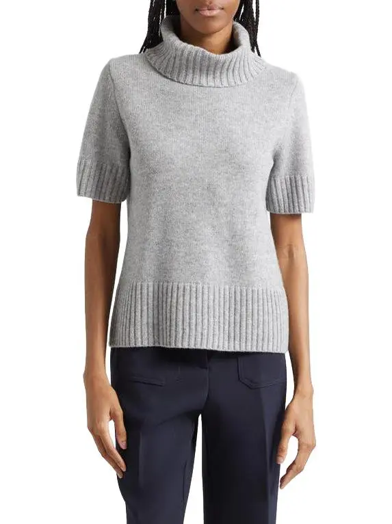 REISS Elena Short Sleeve Cashmere Turtleneck - Grey