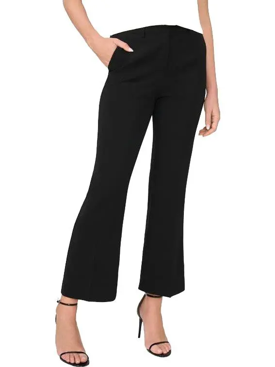 Halogen Tailored High Waist Ankle Flare Leg Pants - Rich Black