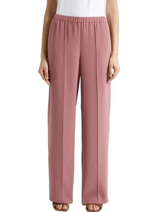 Vince Mid-rise Wide-leg Pleated Pants - Rose Jam