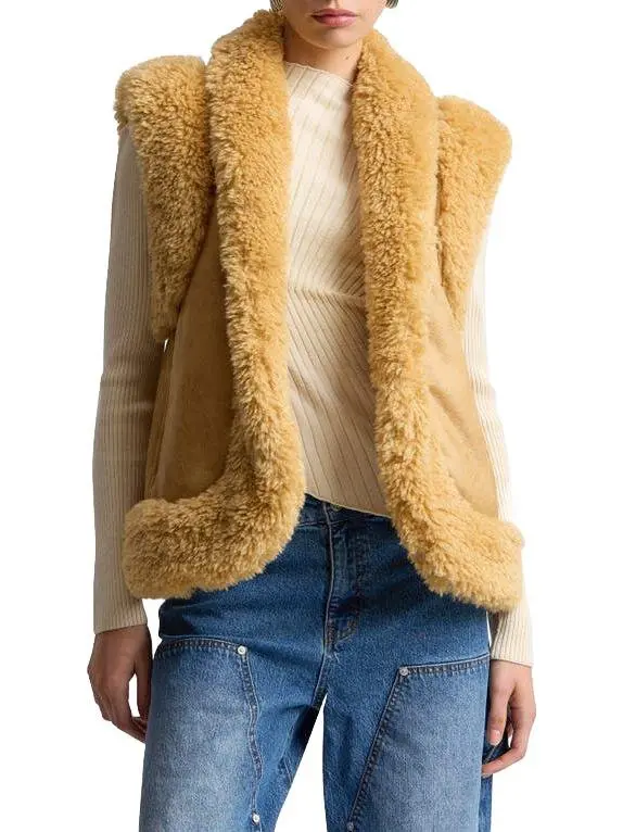 Avec Les Filles Faux Shearling Vest - Toffee