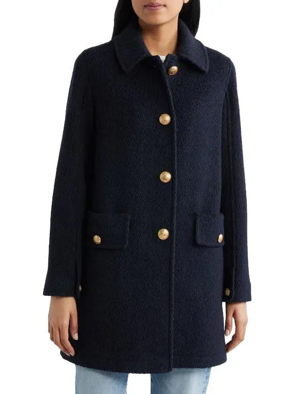 Sam Edelman Crested Button Coat - Navy