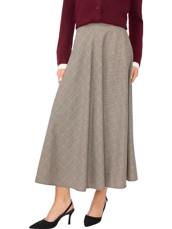 Halogen A-line Checked Midi Skirt - Rich Black