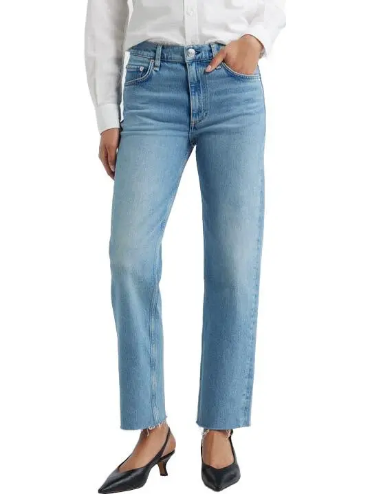 Rag & Bone Harlow Mid Rise Straight Leg Ankle Jeans - Audrey