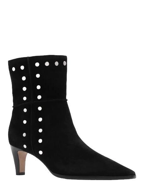 FRANKIE4 Studded Suede Pointed Toe Booties - Black Suede Stud