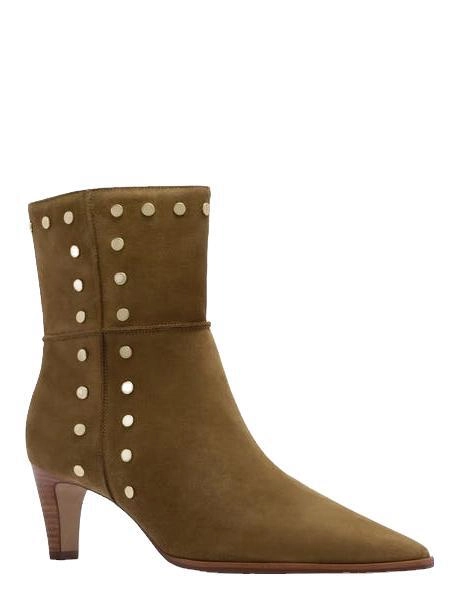 FRANKIE4 Studded Suede Pointed Toe Booties - Toffee Suede Stud