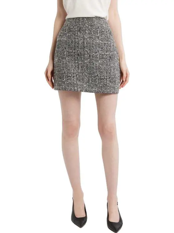 Theory High Waist Tweed Mini Skirt - Black Multi