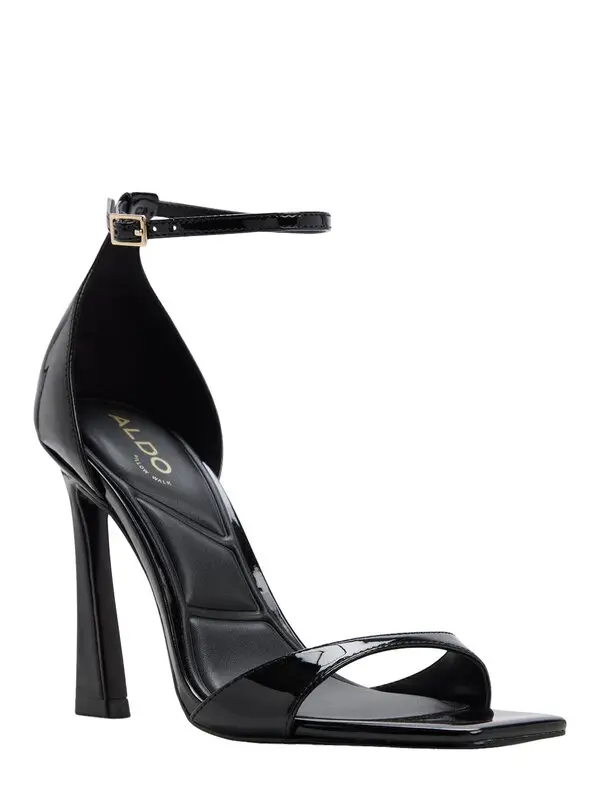 Aldo Evvie Ankle Strap Sandal With Square Toe And Flare Heel - Open Black